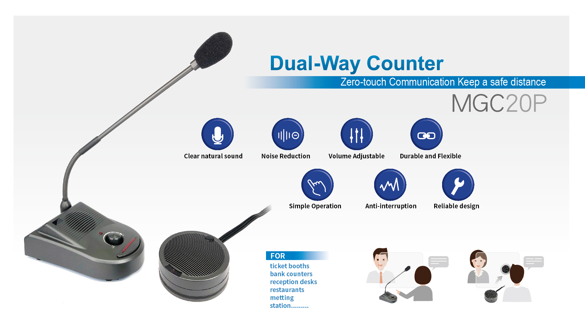 Dual-Way Counter Intercom Speaker System - Turbo Tide